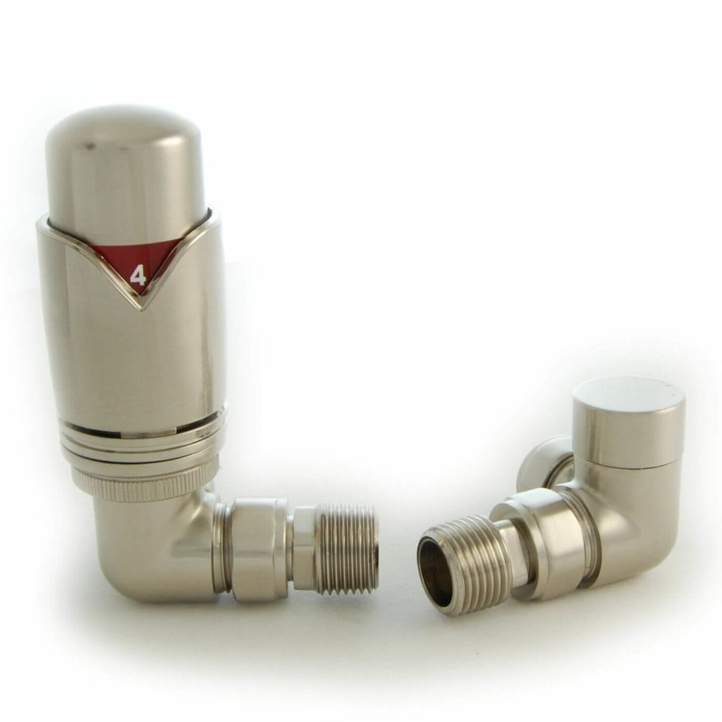 Contemporary Corner Radiator Valve - Satin Nickel